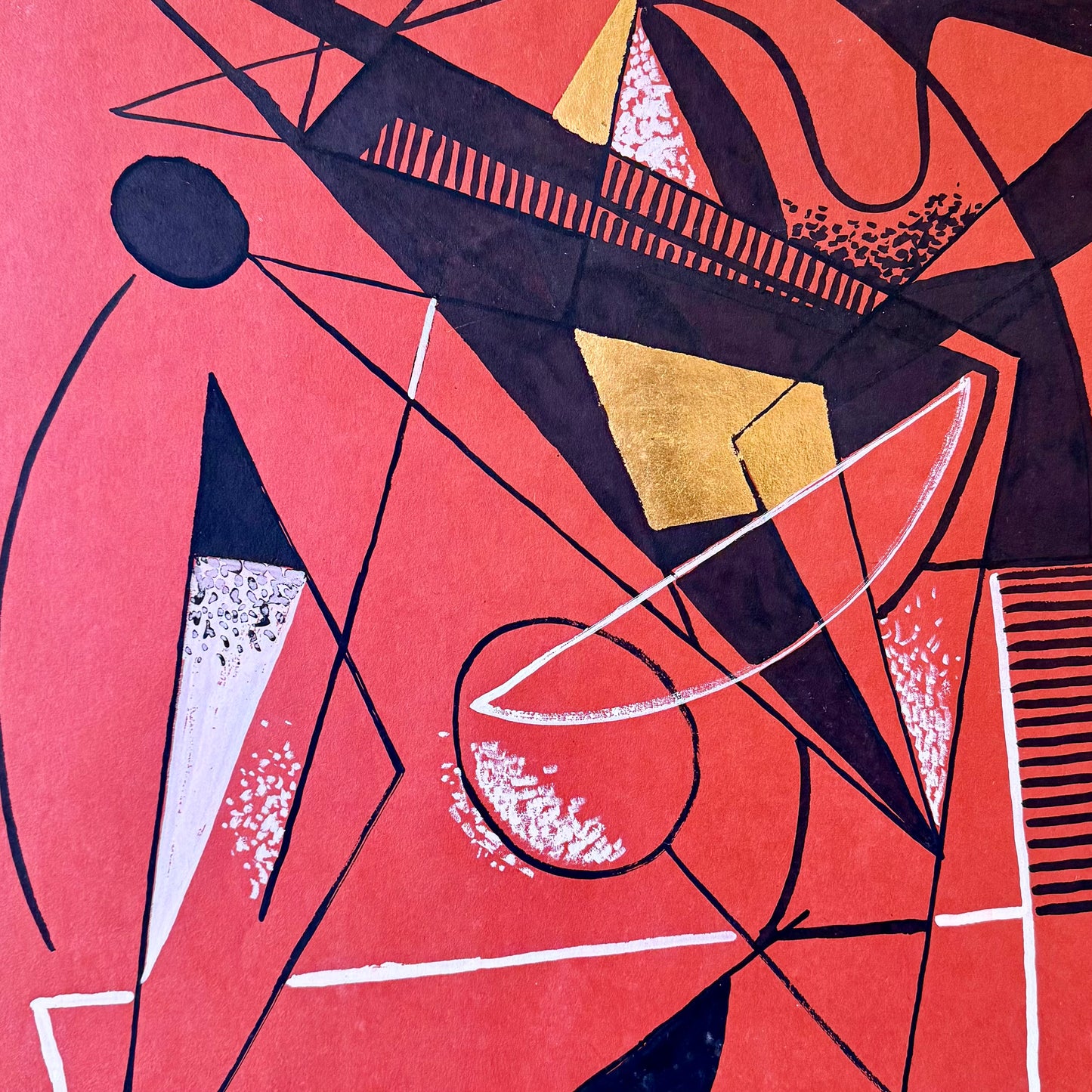 Abstract Gouache and Gold Leaf on Paper, 1940s/50s by John Von Wicht ...